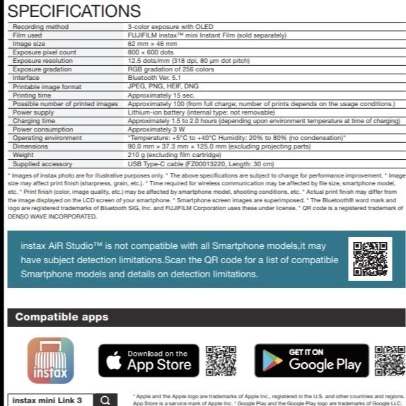 Jual FUJIFILM INSTAX MINI LINK 3 SMARTPHONE PRINTER - FUJI INSTANT ...
