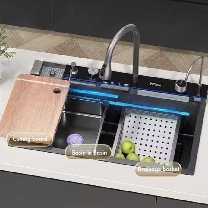 Jual Baru Kitchen Sink Piano Muya 7545 Stainless Hitam / Bak Cuci ...