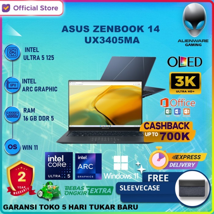 Jual Asus Zenbook 14 Oled Ux3405Ma Ultra 5 125H 16Gb 1Tb W11+Ohs 14.0 ...