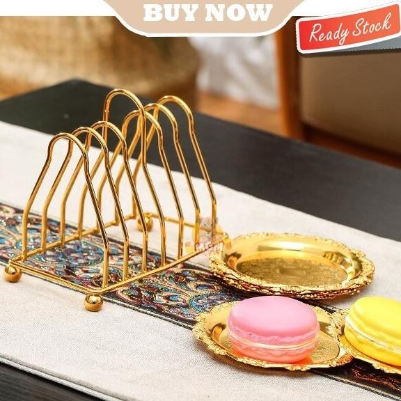 Jual Stand with Piring Buah kurma Stainless Emas kue permen Gold 6pc ...