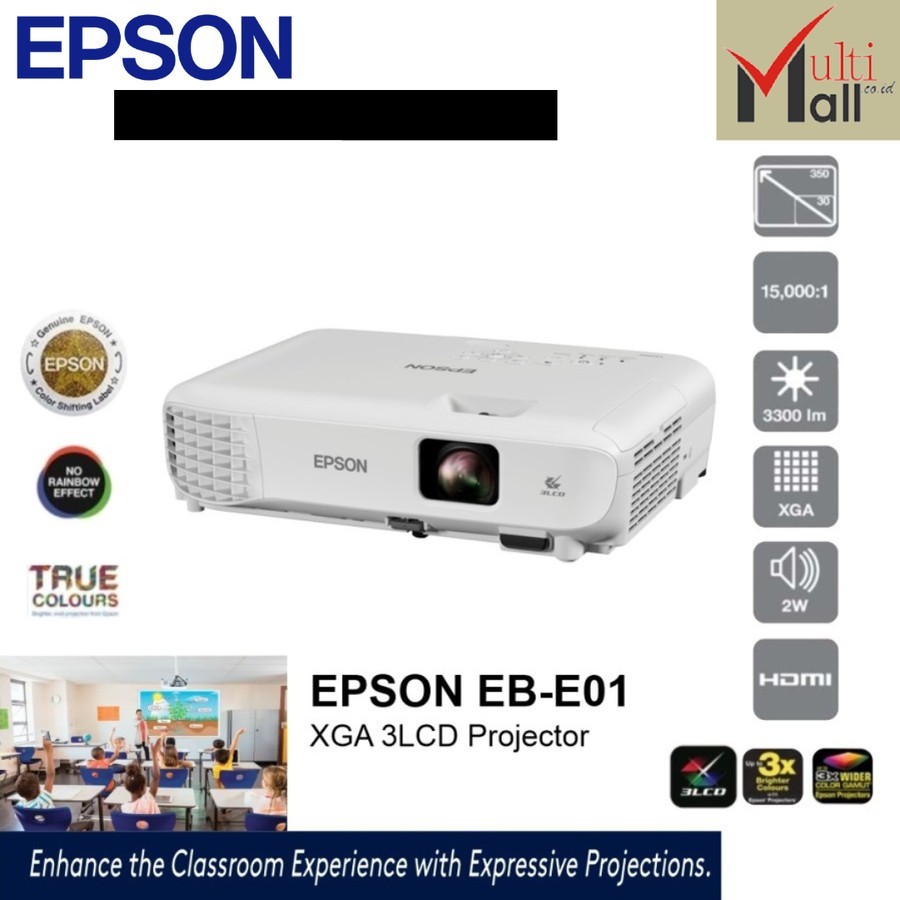 Jual EPSON PROYEKTOR EB-E01 EB E01 EBE01 XGA 3300 ANSI LUMENS 3LCD ...