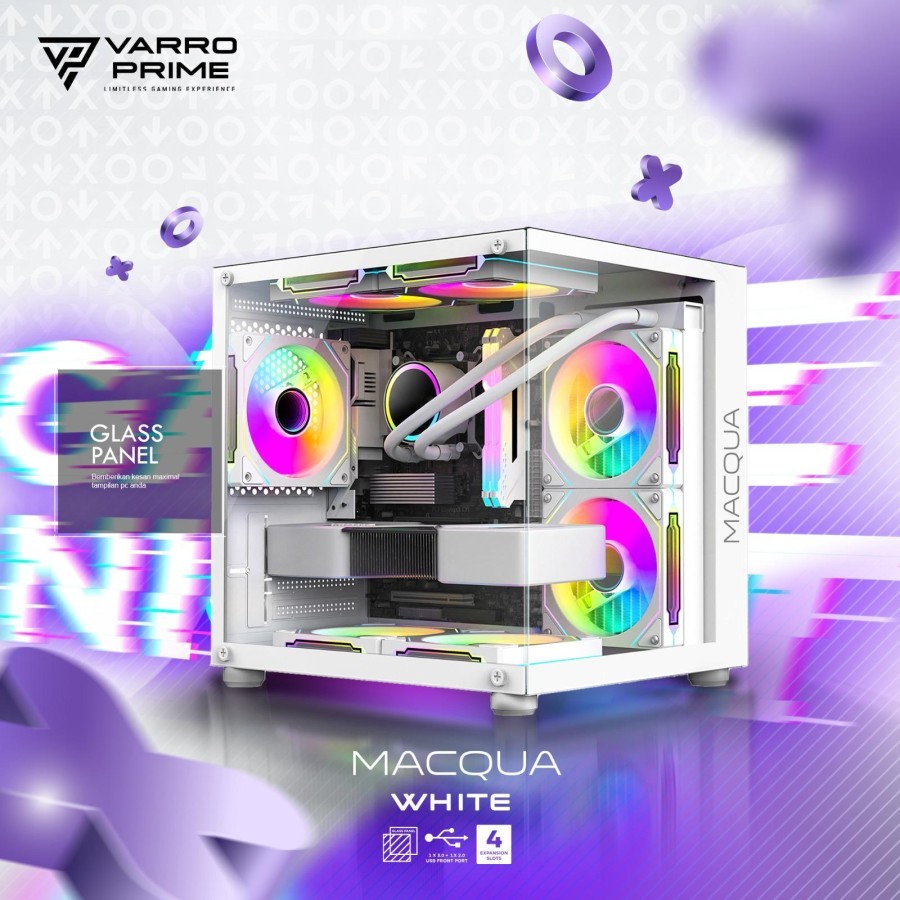 Jual CASING GAMING VARRO MACQUA S2 WHITE include 3 fan - Case PC Gaming ...