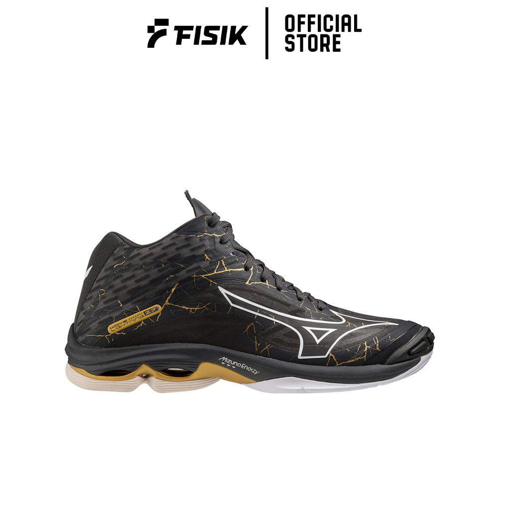Jual MIZUNO SEPATU VOLLEY WAVE LIGHTNING Z7 MID BLACK OYSTER MP GOLD ...