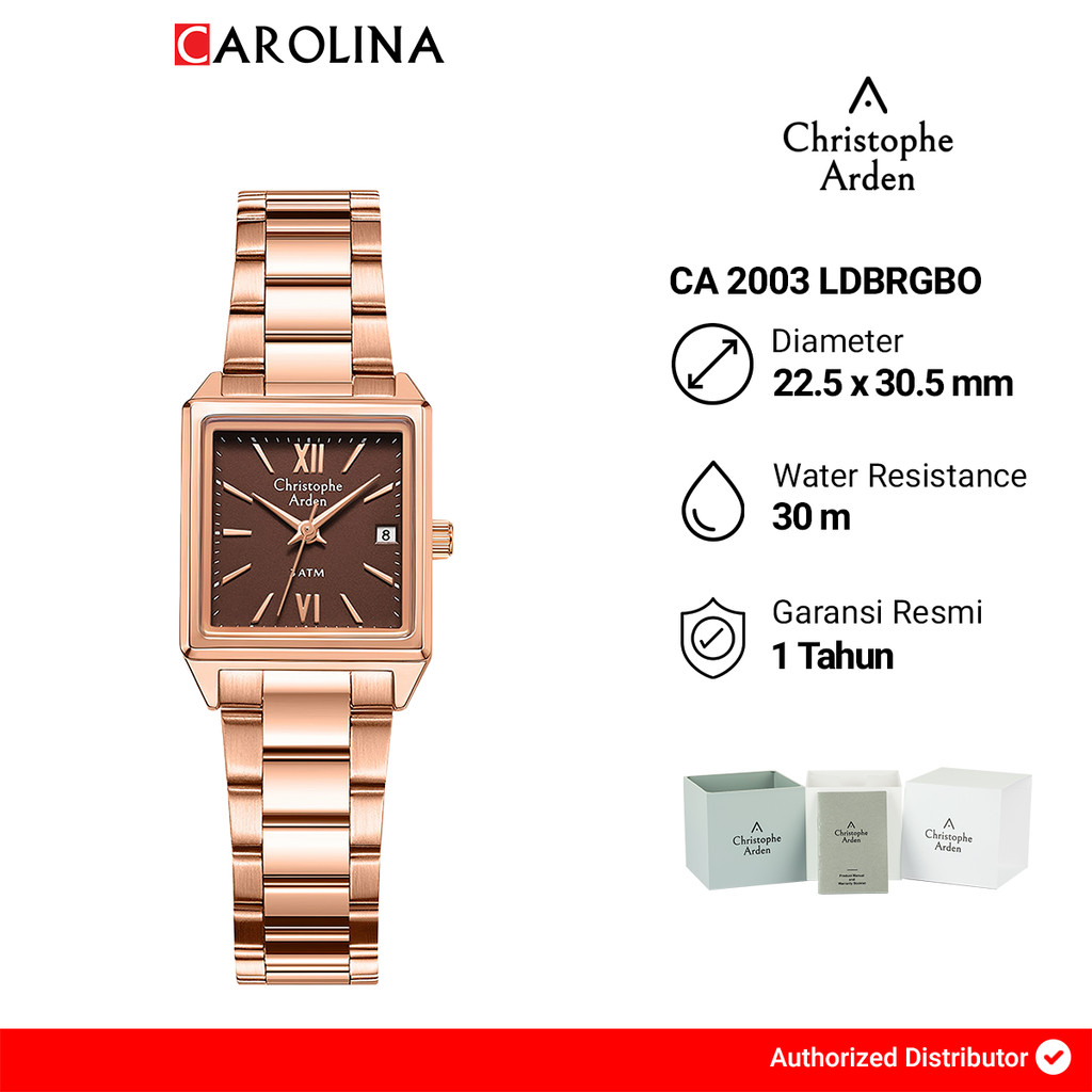 Jual Jam Tangan Wanita CHRISTOPHE ARDEN CA 2003 LDBRGBO Tank Brown Dial ...