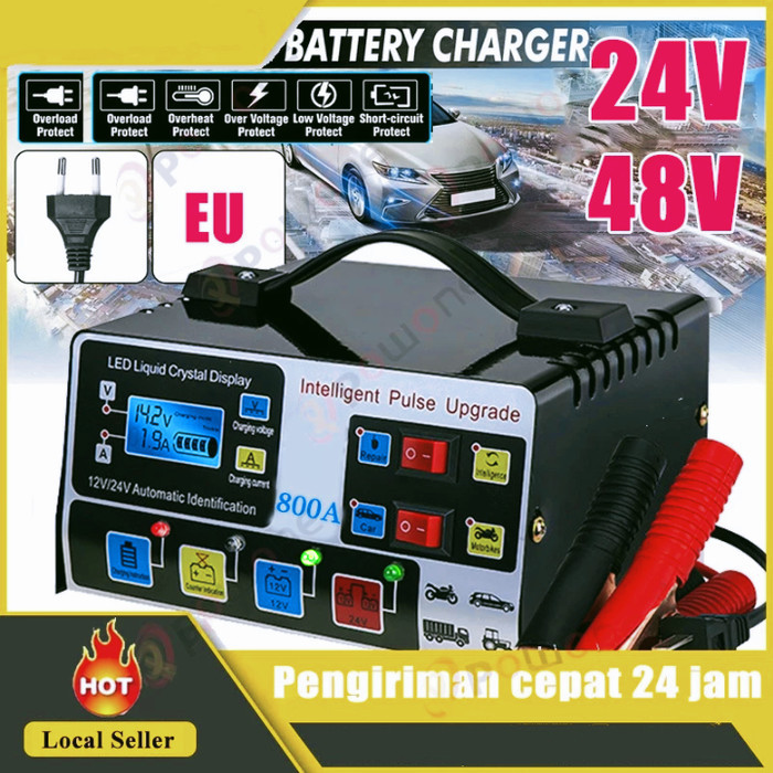 Jual HARGA DISC - Smart charger accu 800a 12v/24v/48v auto cut off | Shopee Indonesia