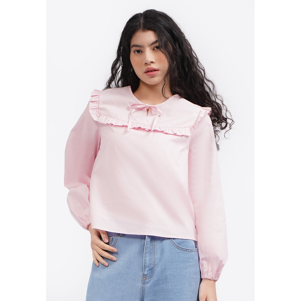 Jual COLORBOX Long Sleeve Boho Blouse Lt. Pink | Shopee Indonesia