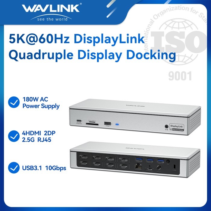 Jual WAVLINK DisplayLink Docking Station Quad Monitor 5K USB A C untuk ...