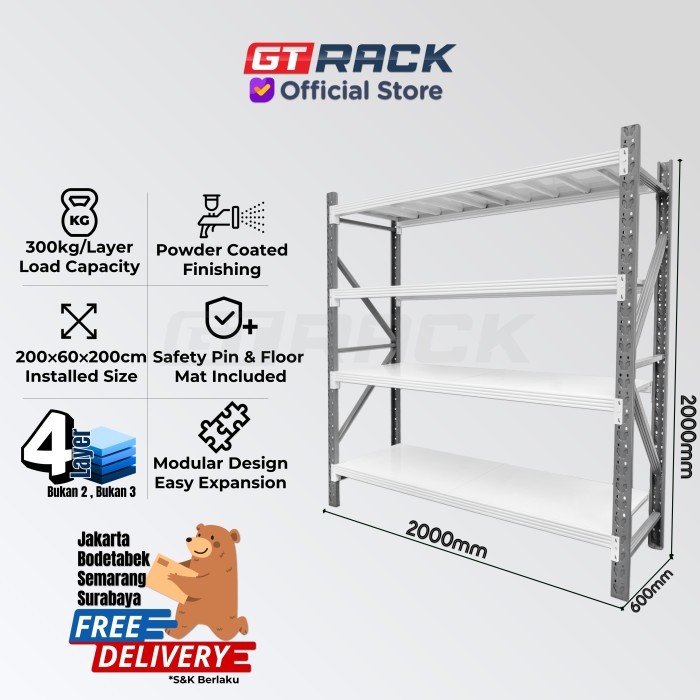 Jual RAK BESI 300KG 4 TINGKAT 2 METER RACK GUDANG SUSUN KOSMETIK ...
