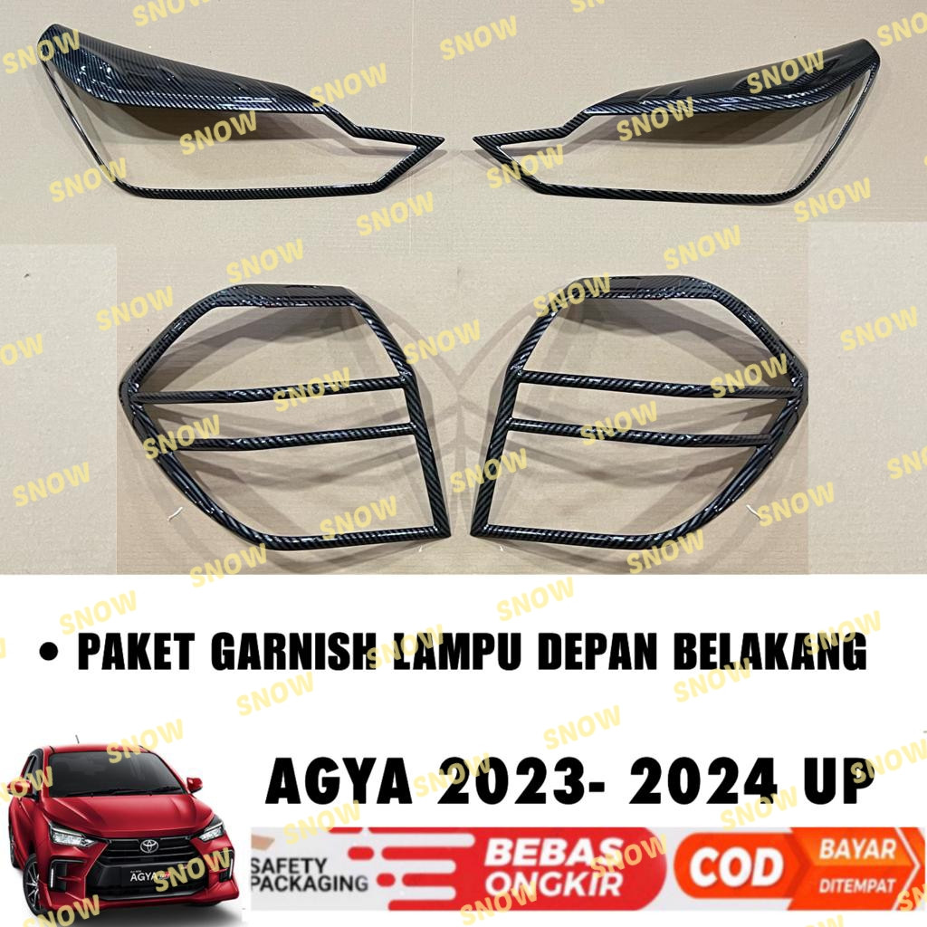 Jual Paket Garnish Lampu Depan Belakang Agya 2023 2024 2025 2026 UP GR SPORT Chrome Hitam Carbon ...