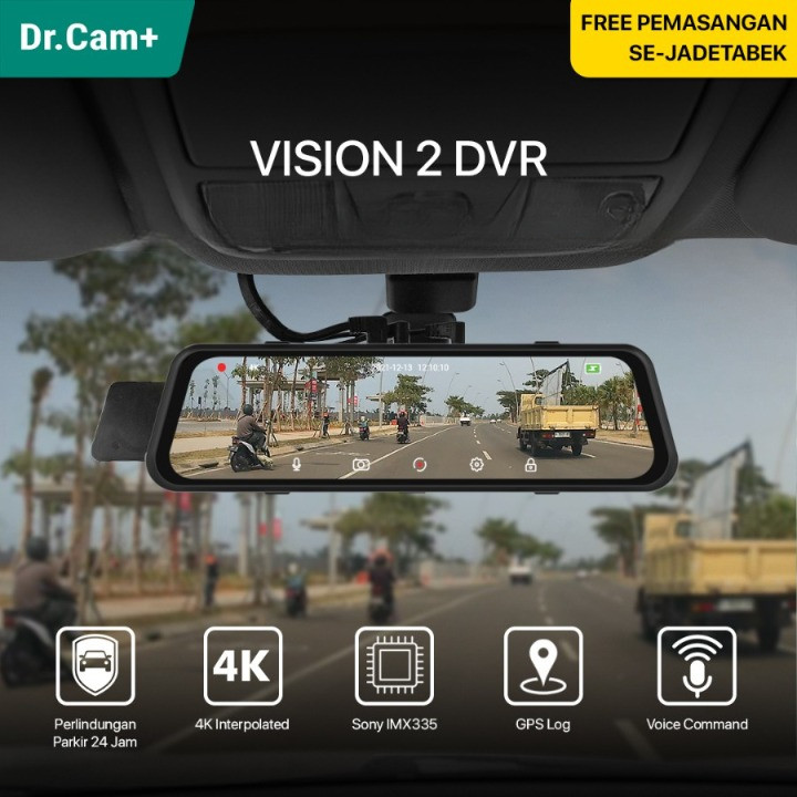 Jual DR.Cam+ Vision 2 Dashcam Spion DVR Mobil 9.66'' - Streaming Rear ...