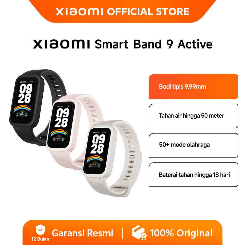Jual Xiaomi Smart Band 9 Active | Refresh rate 60 Hz | Tahan Air Hingga ...