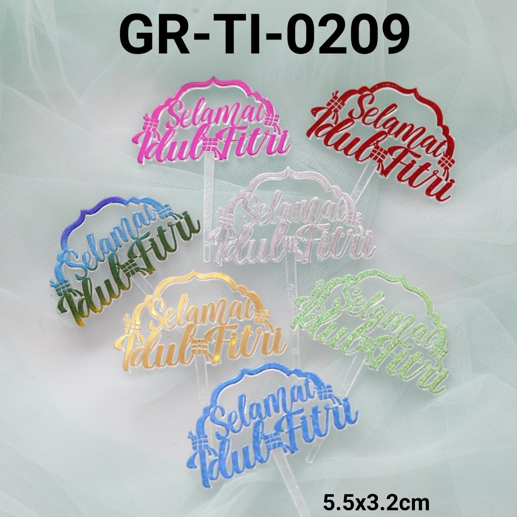 Jual GR-TI-0209 Cake topper cupcake tulisan plastik mini lebaran idul ...