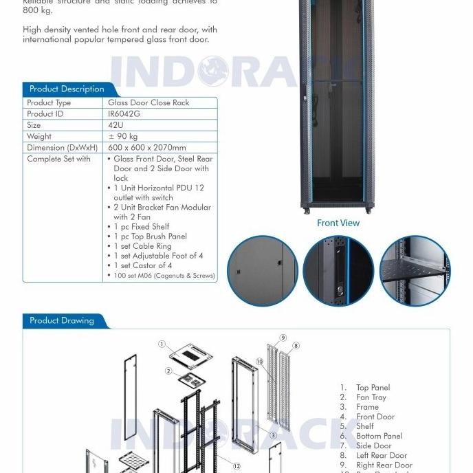 Jual Murah Close Rack Indorack Glass Door Rack Server 42U Depth 600Mm ...