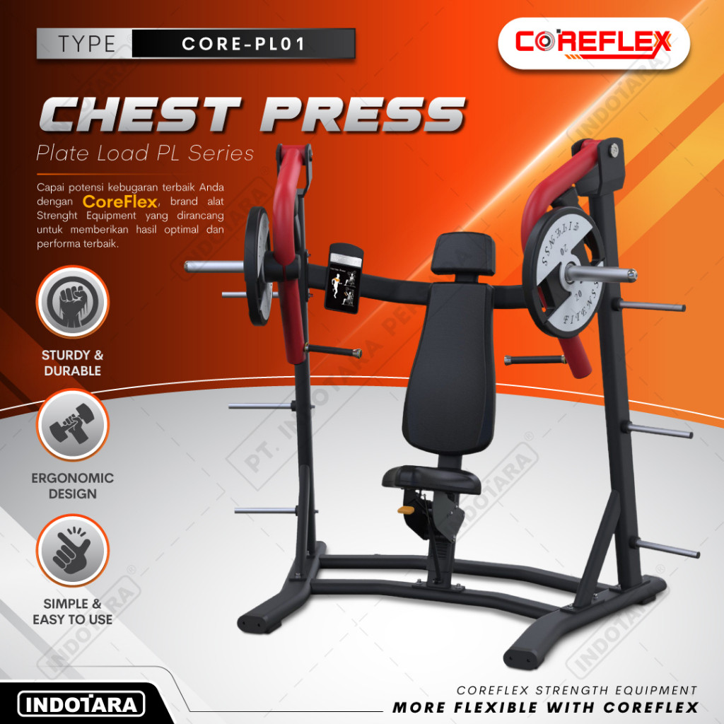 Jual Chest Press Plate Loaded Fitness Coreflex Chest Press CORE-PL01 ...