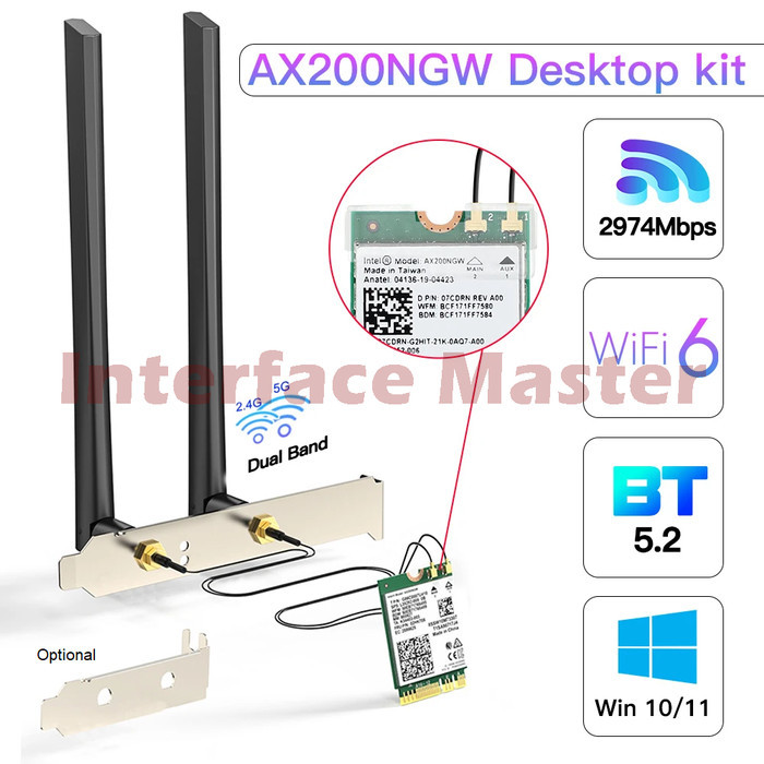 Jual Wifi 6 Wireless Card Intel AX200 Bluetooth 5.1 AC AX M.2 2G 5G M2 ...