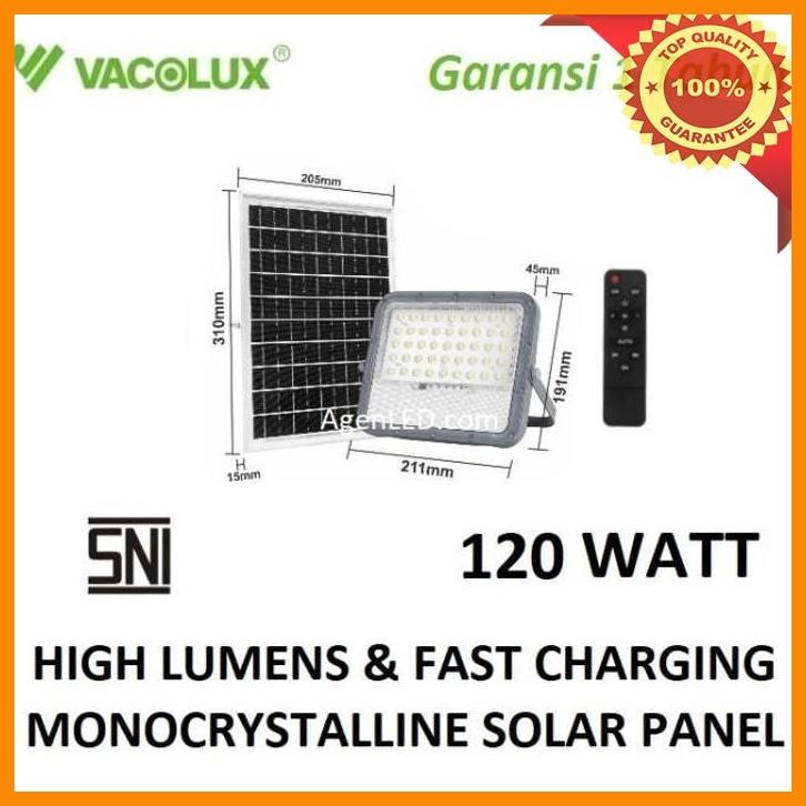 Jual [ANL] VACOLUX LED SOROT 120W SOLAR CELL PANEL SURYA FLOODLIGHT LAMPU TEMBAK 120 W WATT 100 ...