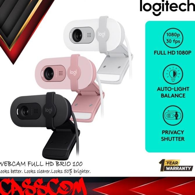Jual Logitech Brio 100 Webcam Full HD Shutter Privacy & Built-in ...