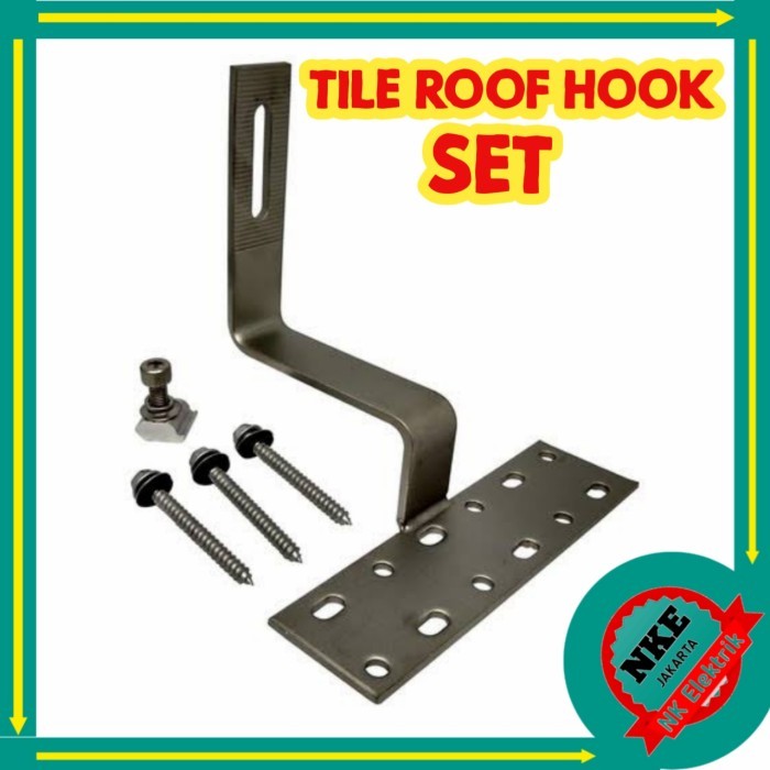 Jual Mounting Bracket Panel Surya / Solar Panel - Tile Roof Hook Set ...