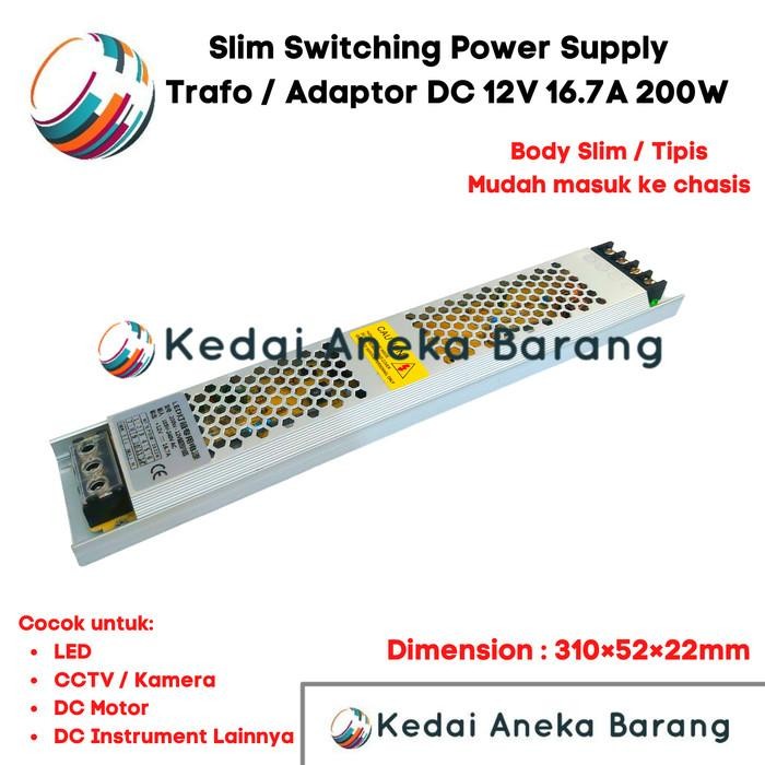 Jual Slim Power Supply PSU Tipis Trafo 12V 16.7A 200W 12 Volt 16.7 ...