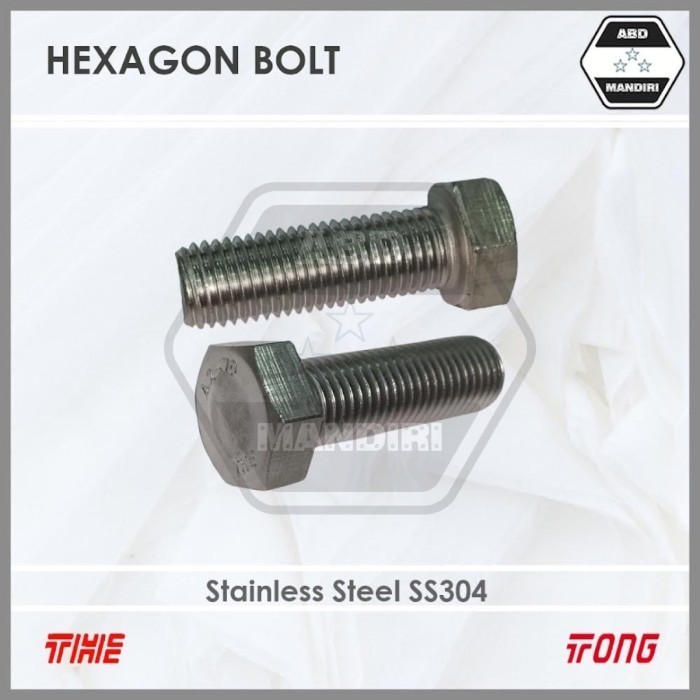 Jual SS304 Baut Hexagon Stainless A2-70 M22 X 80 ( SUS304 Hex Bolt ...