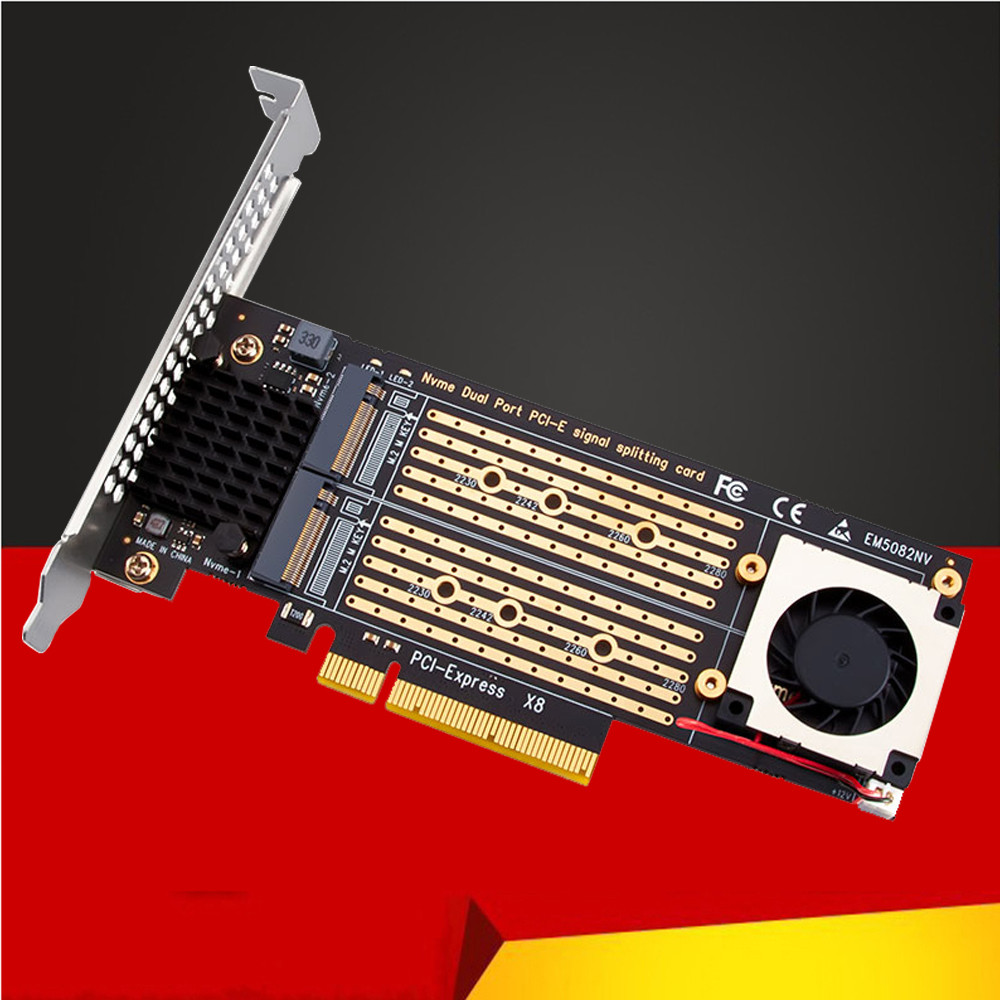 Jual BARU NEW PCIe To M2 Adapter Card PCIe X8 2 Port M2 NVME M Key SSD ...