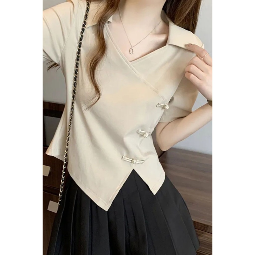 Jual Lengan Pendek T Kemeja Bahu Niche Unik | Shopee Indonesia