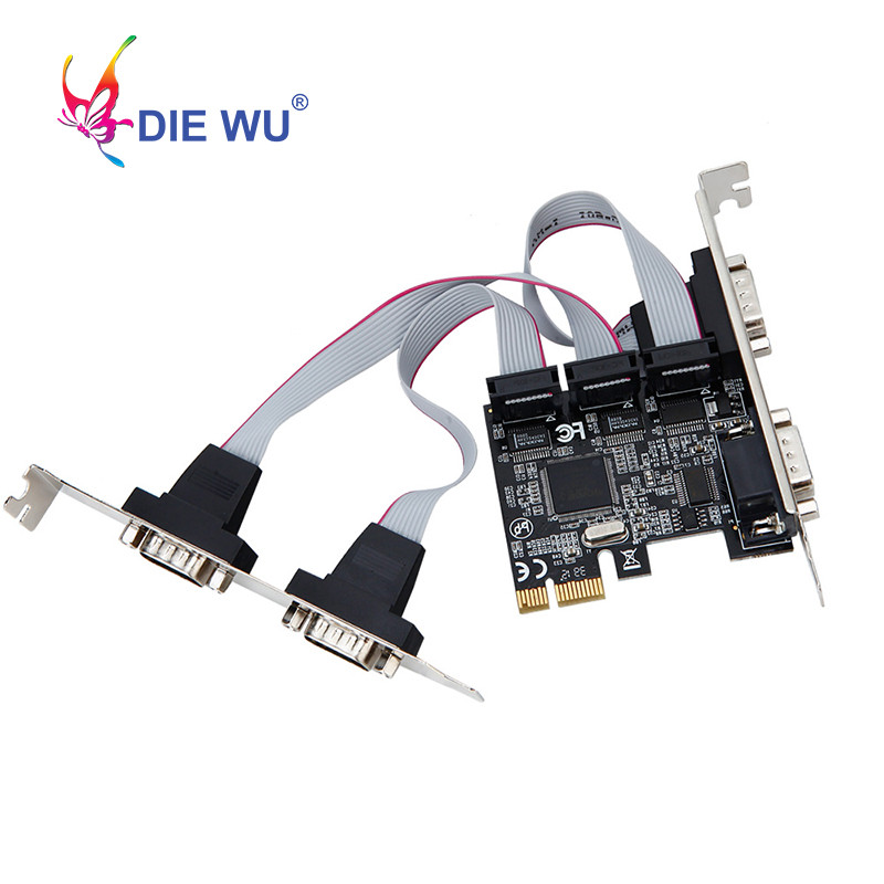 Jual NEW DIEWU PCI express Add on card 4 ports Serial riser card Multi ...
