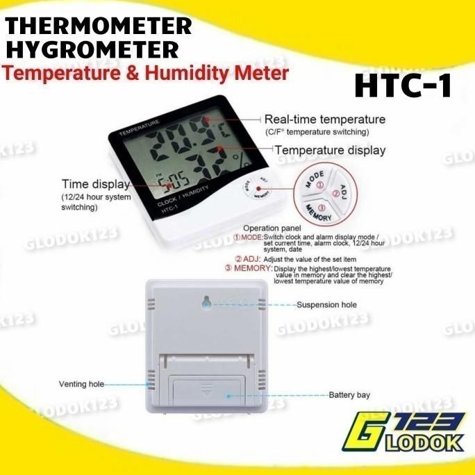 Jual HTC-1 Hygrometer Termometer Ruangan Digital Jam Thermometer Indoor ...