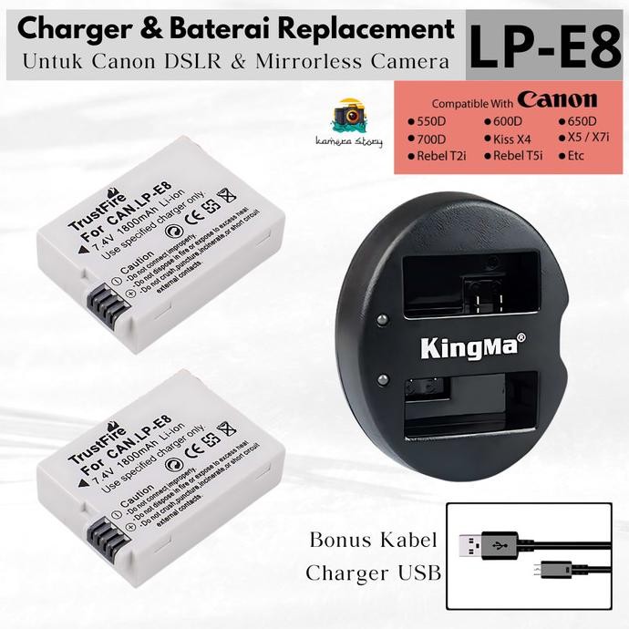Jual Kingma Dual Charger Desktop & Baterai Battery Lp-E8 Canon Battery ...
