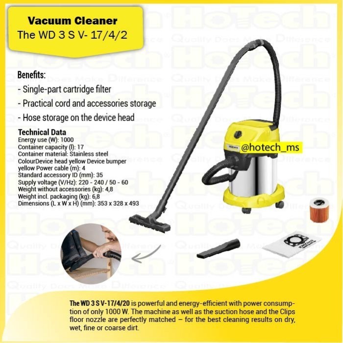 Jual Karcher Mv3 Wd3 Mv 3 Wd 3 Premium Wet And Dry Vacuum Cleaner | Shopee Indonesia