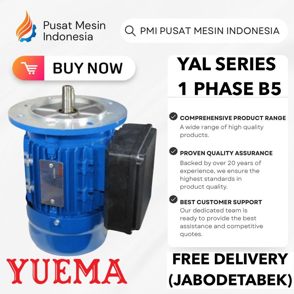 Jual ELEKTRO MOTOR YUEMA YAL 4P 0,18KW 0,25HP 1 PHASE SINGLE PHASE 220/240V B5/ DINAMO ELECTRIC ...