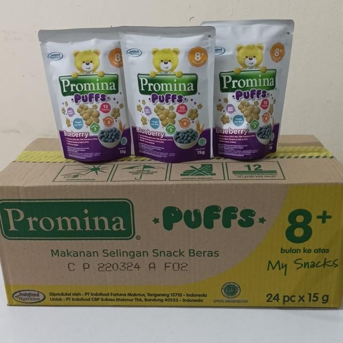 Jual PROMINA PUFFS BLUEBERRY BLUBERI15GR / 1 DUS / 24 PCS | Shopee ...