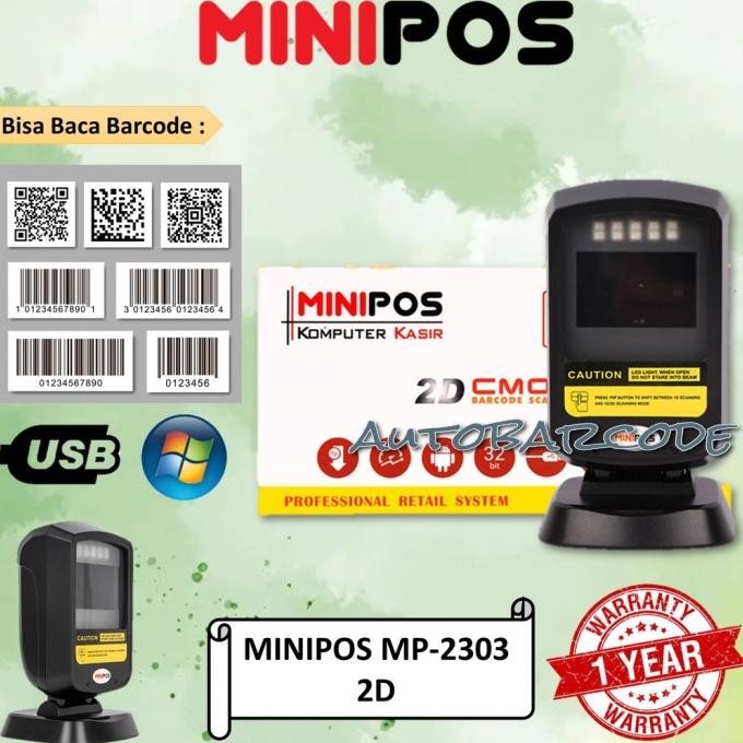 Jual Minipos Mp-2303 Scanner Barcode 1D 2D Usb Omni Scan Barcode Qr Code | Shopee Indonesia