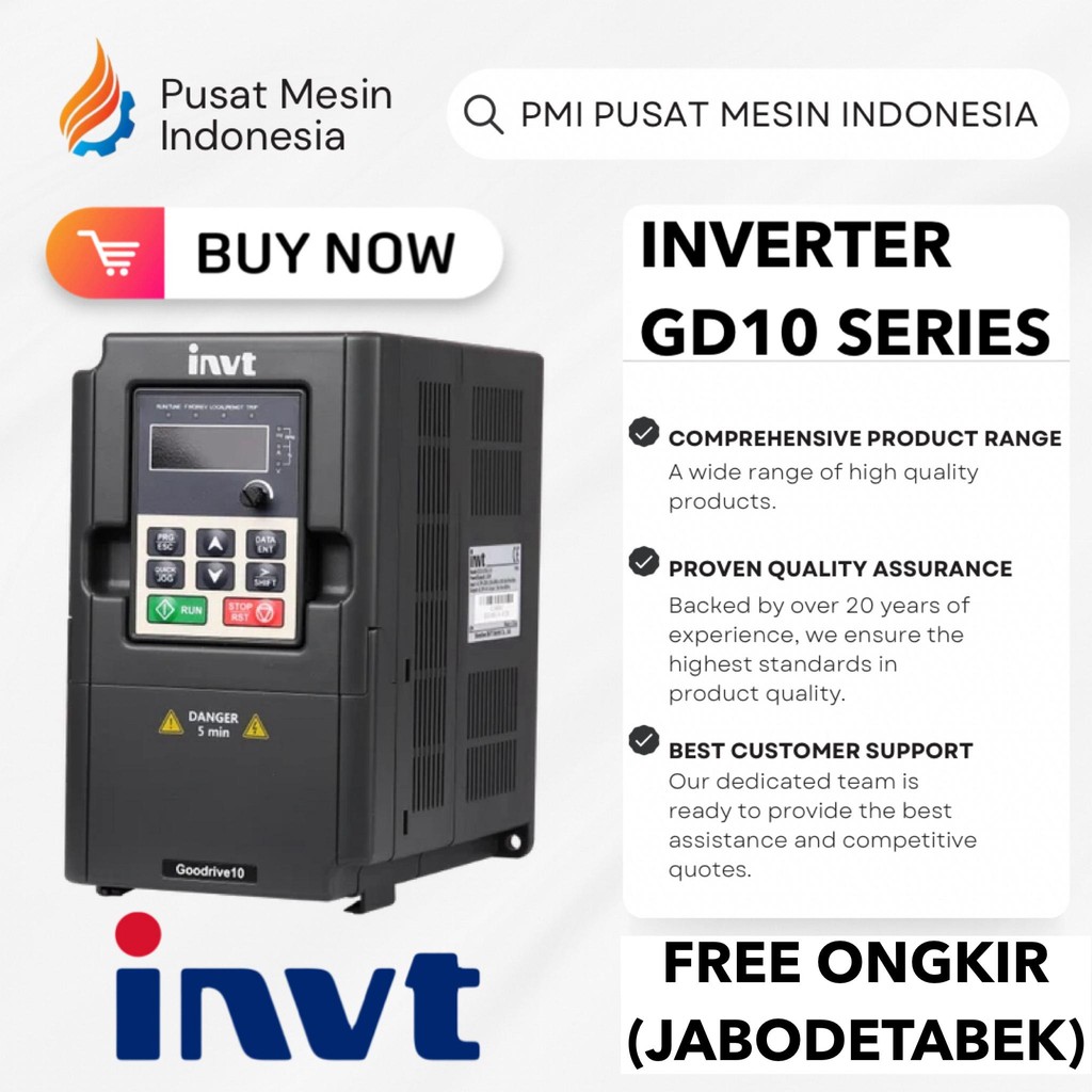 Jual INVT INVERTER GD10-2R2G-4-B 2.2KW / 380V / 3PHASE 5.5 A/ INVERTER DINAMO 3 PHASE/INVERTER ...