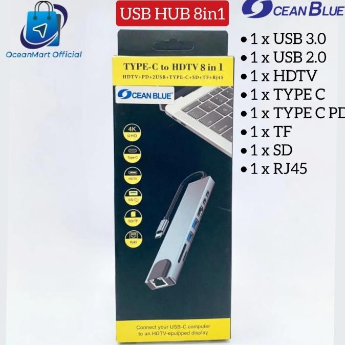 Jual HARGA DISC - HUB Converter USB Type C HDTV 4K HDMI RJ45 8 in 1 SD ...