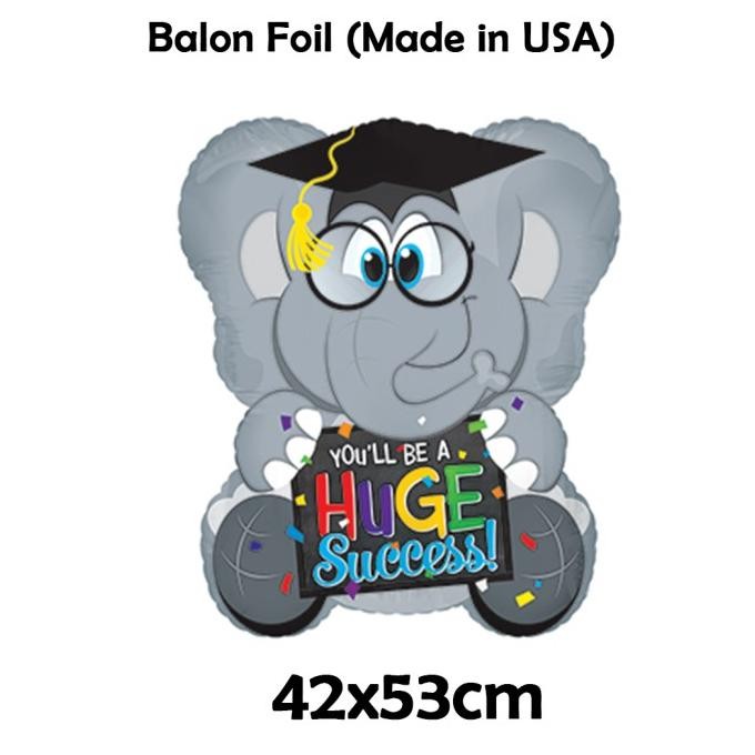 Jual Kualitas terbaik] Balon Foil Huge Success Elephant Graduation 28in ...