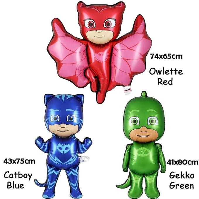 Jual hanya disini] Balon Foil PJ Mask Owlette Red, Catboy Blue, Gekko Green / Superhero | Shopee ...