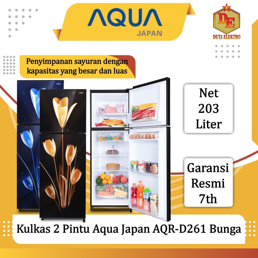 Jual Kulkas 2 Pintu Aqua Japan AQR D 261 Bunga | Shopee Indonesia
