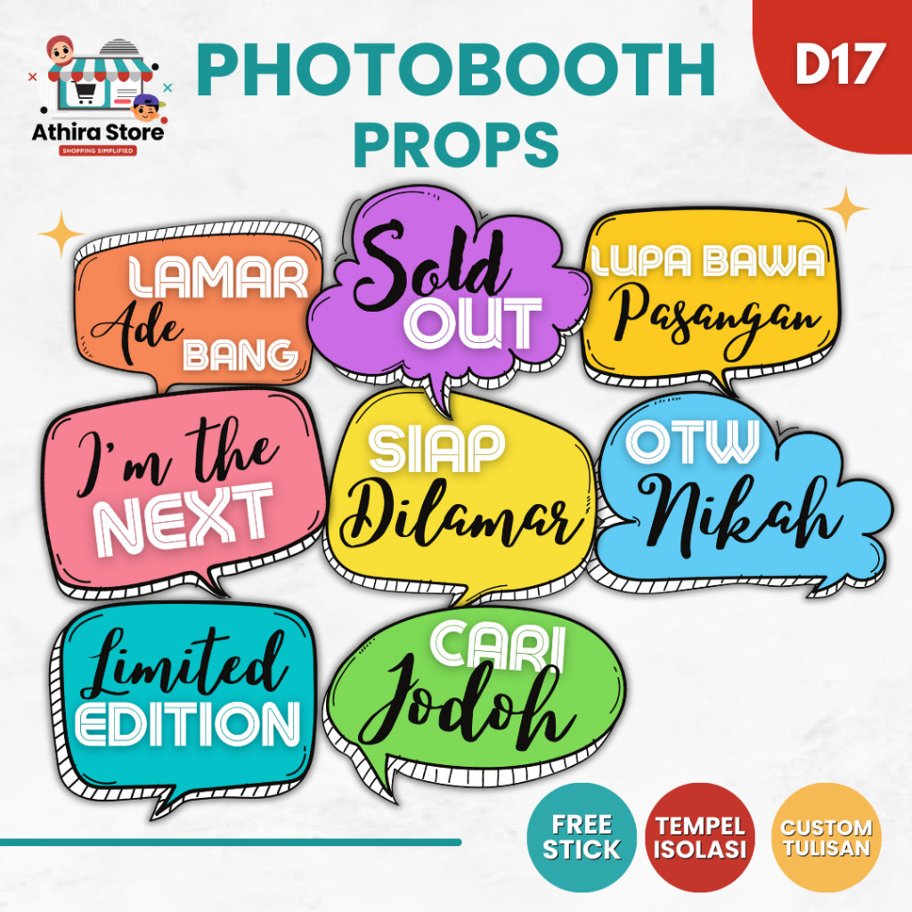 Jual D17 Photobooth props warna warni / photo booth dekorasi custom ...