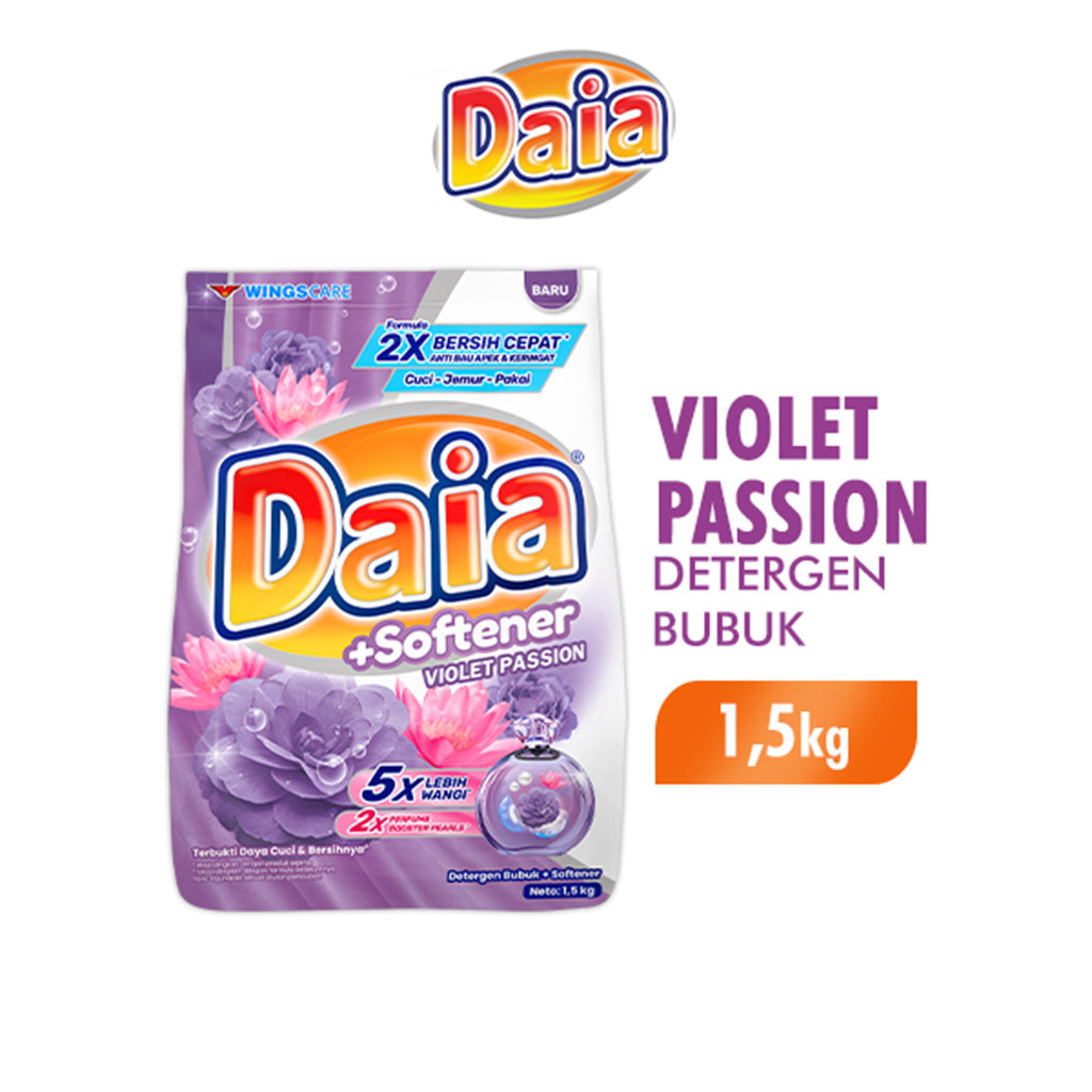 Jual Daia Detergen Bubuk + Softener Violet Passion 1,5 kg | Shopee Indonesia