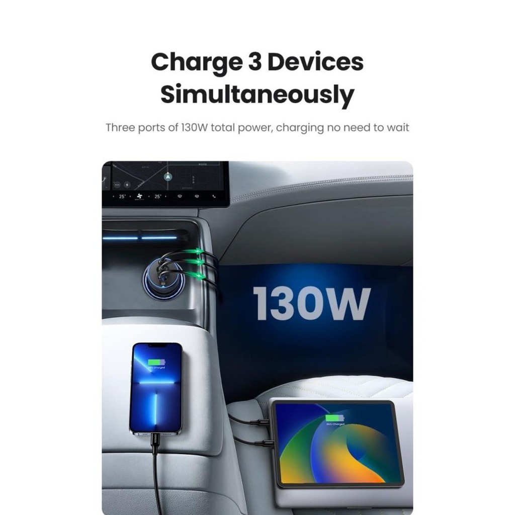 Jual Ugreen Car Charger Mobil 63W-130W Multi Port Usb Type-C Pd Qc 4.0 Original Dan Terpercaya ...