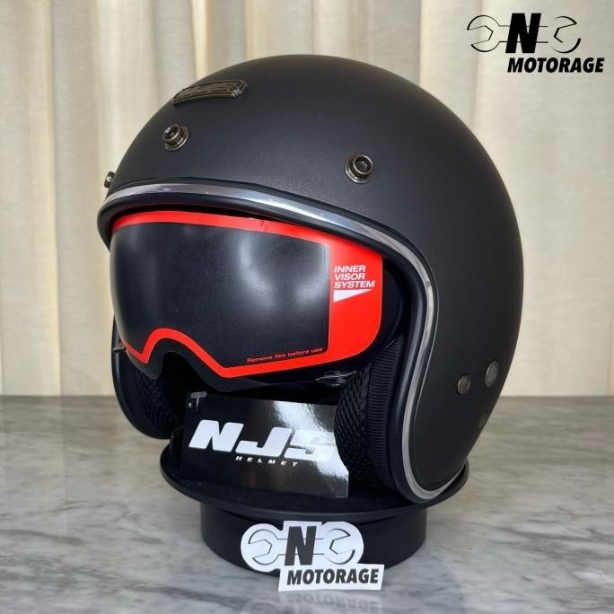 Jual BRG BARU Helm Motor NJS NX-2 Half Face Retro - Gunmetal Doff ...
