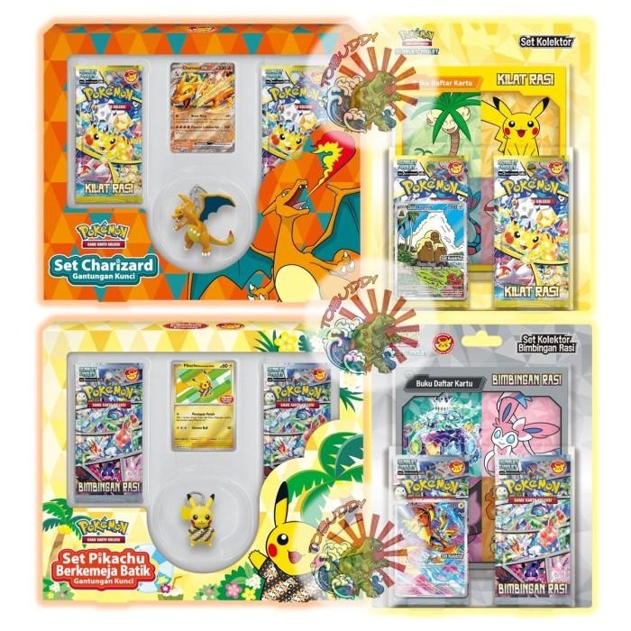 Jual Kartu Pokemon Tcg Set Kolektor Kilat Rasi Set Pikachu Charizard Gantungan Kunci Bimbingan ...