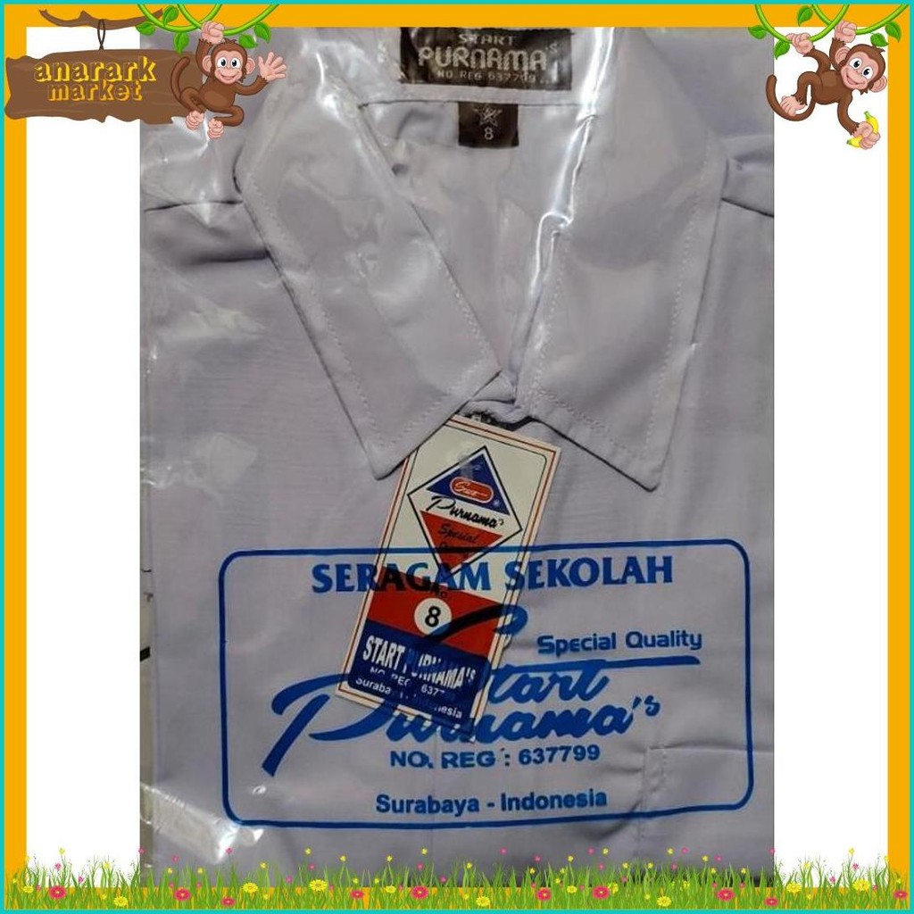 Jual Seragam Hem Putih Pendek Purnama Original Seragam Sekolah Kemeja ...