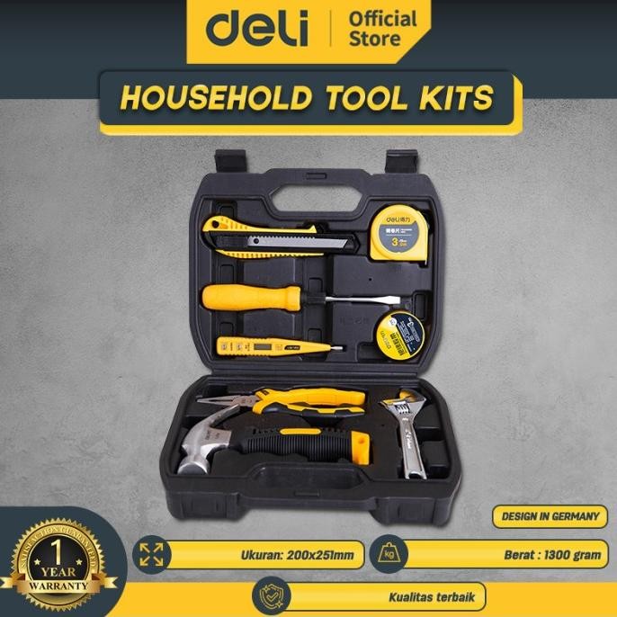 Jual Deli Household Tool Kits / Set Perkakas Pertukangan 8 Pcs/Set ...