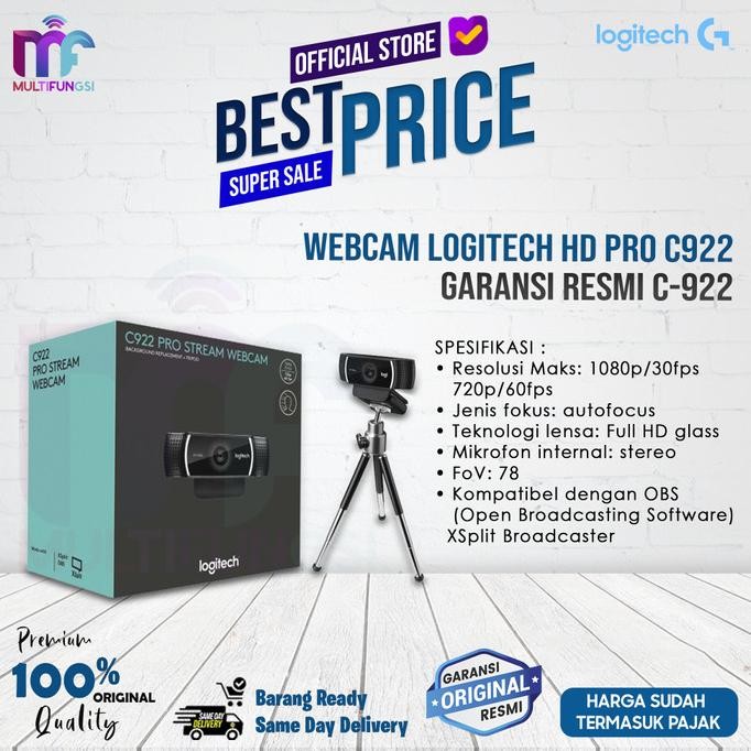 Jual Webcam Logitech Hd Pro C-922 - Resmi C922 New Stok | Shopee Indonesia