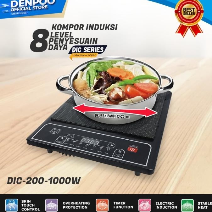 Jual KOMPOR LISTRIK INDUKSI PUSH BUTTON DENPOO DIC 200-1000 - LOW WATT ...