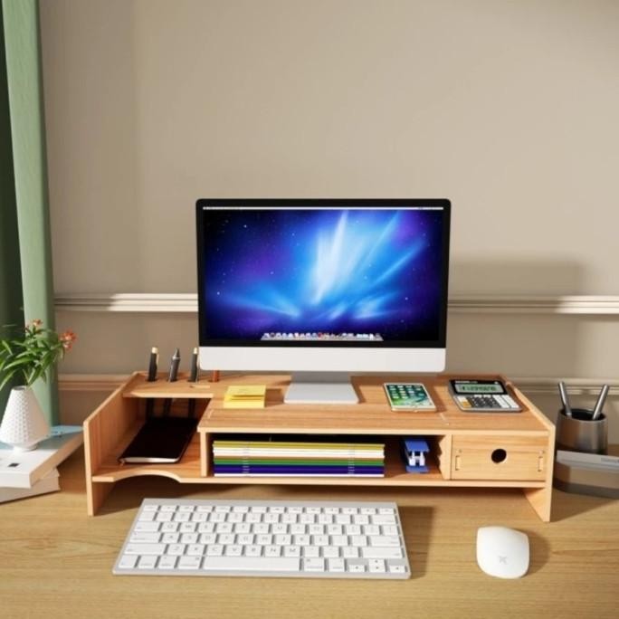 Jual STAND MONITOR RAK LAPTOP TATAKAN IMAC RISER KAYU MINIMALIS HITAM ...