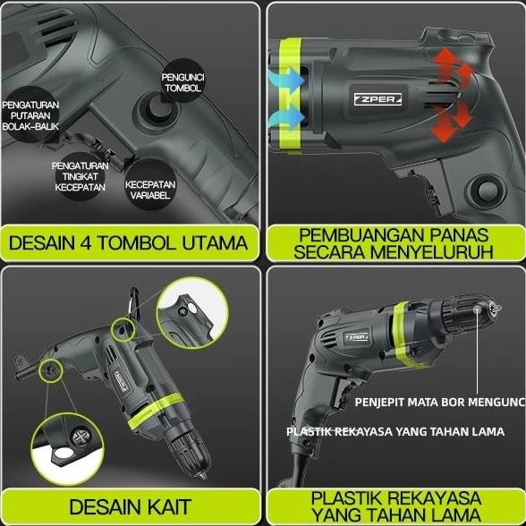 Jual CODZPER Mesin Bor 350W Listrik Bolak Bali Hand Electric Drill ...
