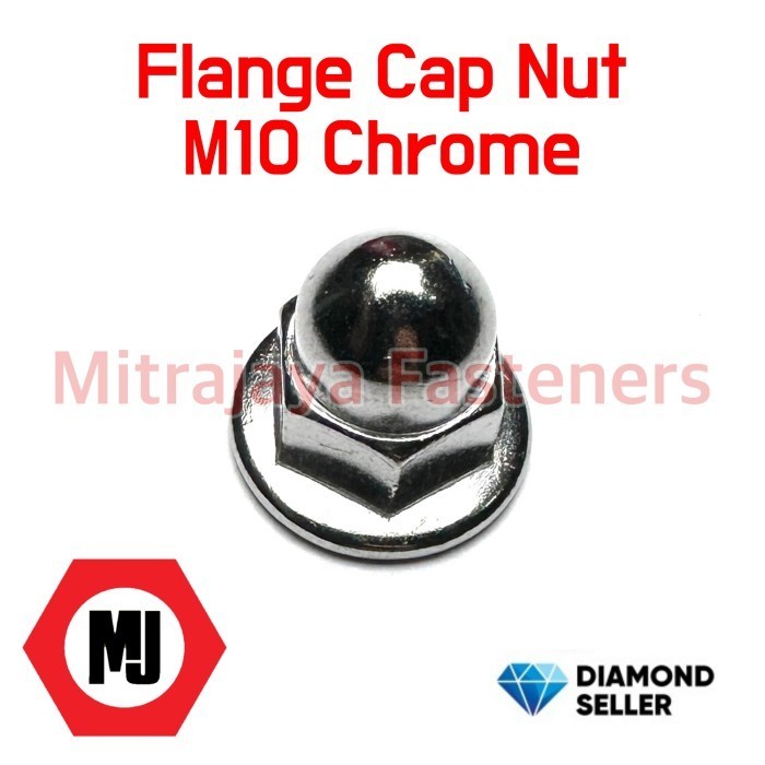 Jual FLANGE CAP NUT MUR TOPI M10 CHROME | Shopee Indonesia